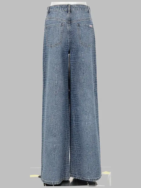 SELF-PORTRAIT Jeans Con Strass Effetto Coccodrillo - Blue