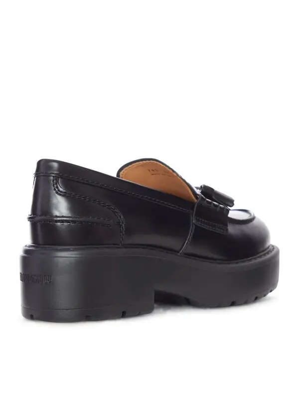 Miu Miu Smooth Leather Loafers With Tassels - Black
