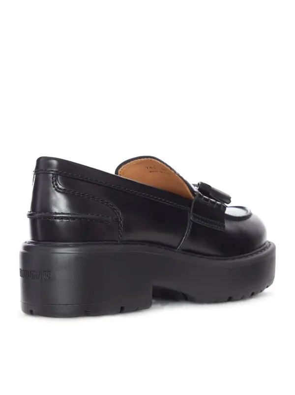 Miu Miu Smooth Leather Loafers With Tassels - Black