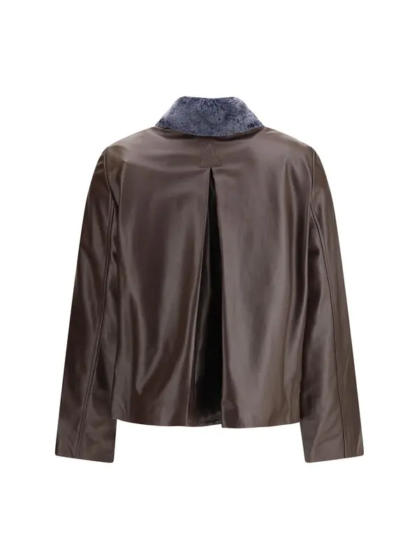 Marni Leather Jacket With A Shearling Collar