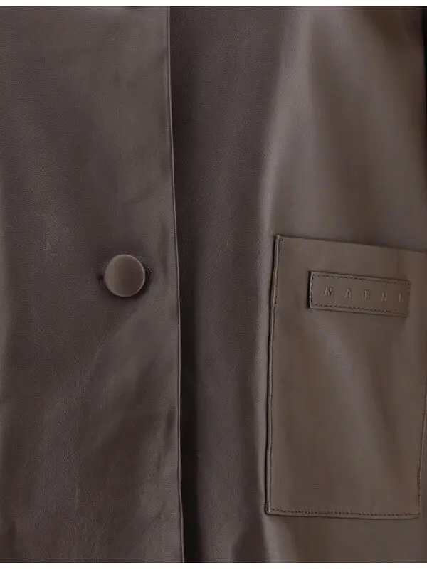 Marni Leather Jacket With A Shearling Collar