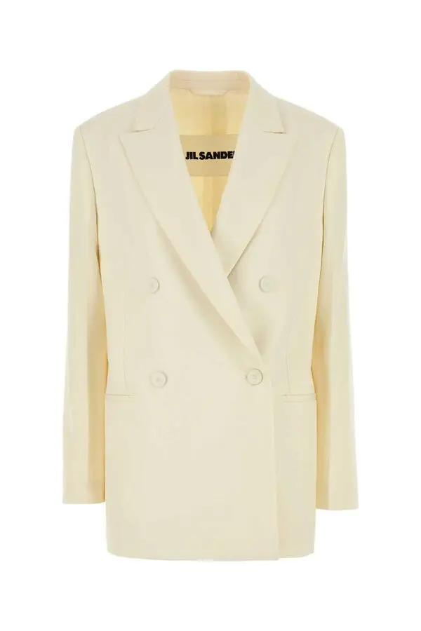 JIL SANDER Cream Wool Blazer - Yellow