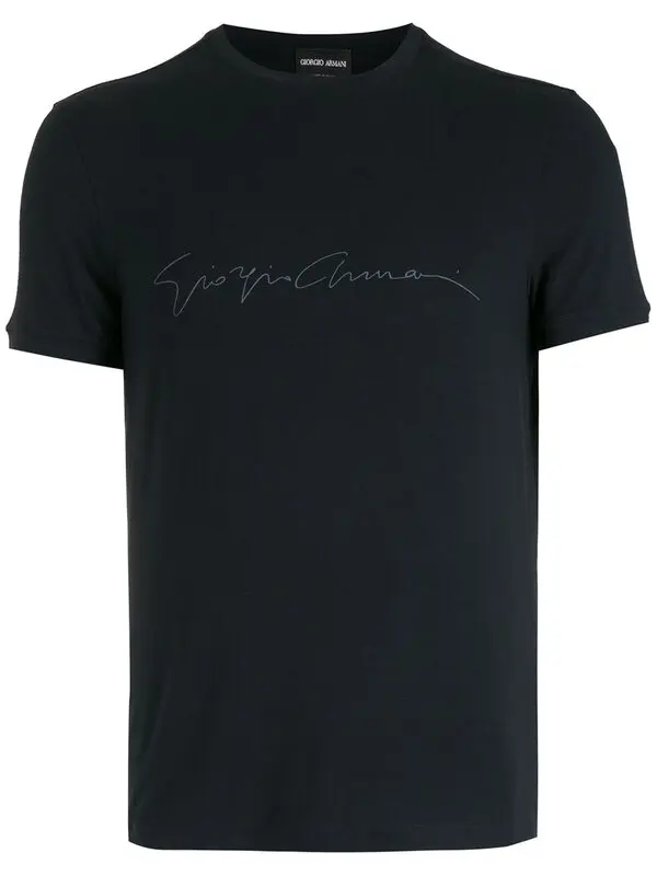 Giorgio Armani Asv Stretch-viscose T-shirt With Signature Logo - Blue