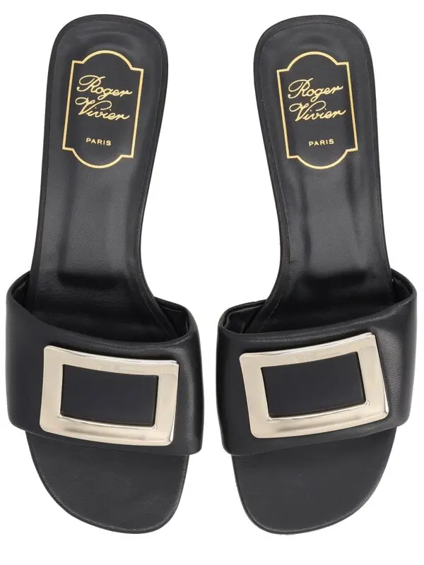 ROGER VIVIER Leather Sandalo Mule Belle - Black