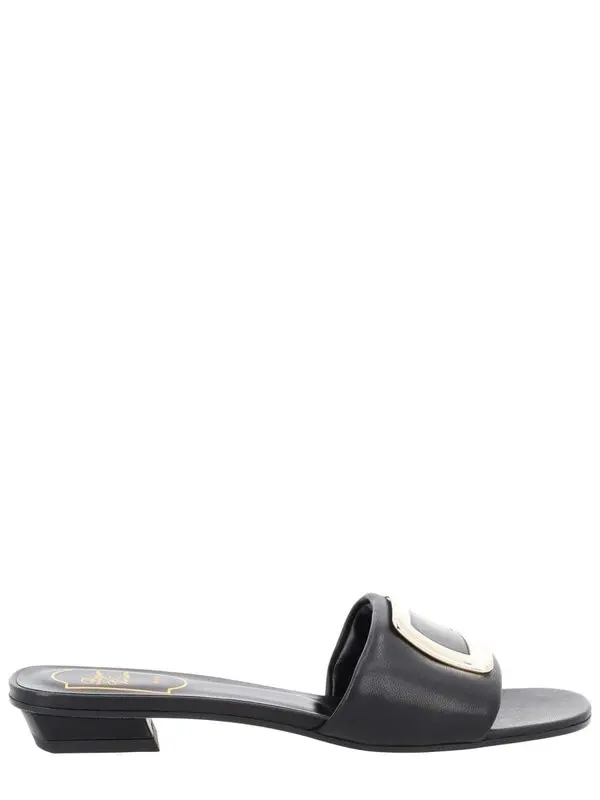 ROGER VIVIER Leather Sandalo Mule Belle - Black
