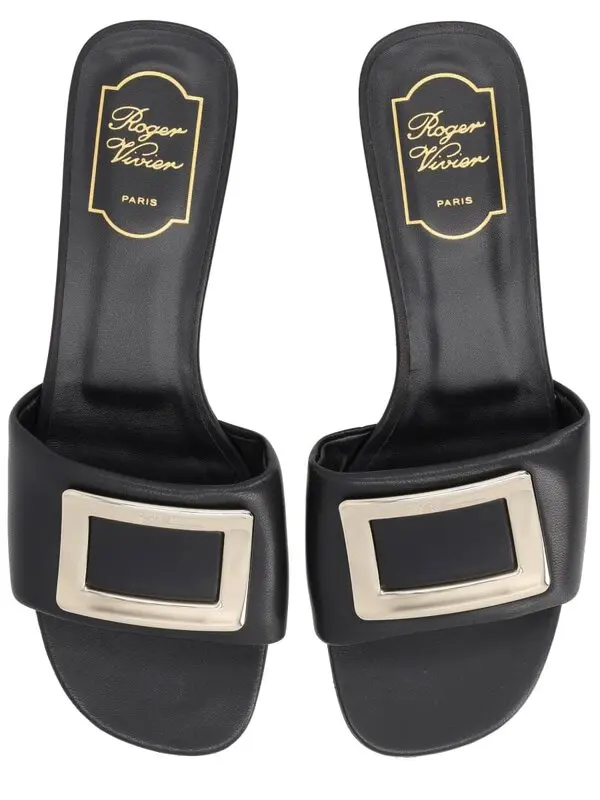 ROGER VIVIER Leather Sandalo Mule Belle - Black