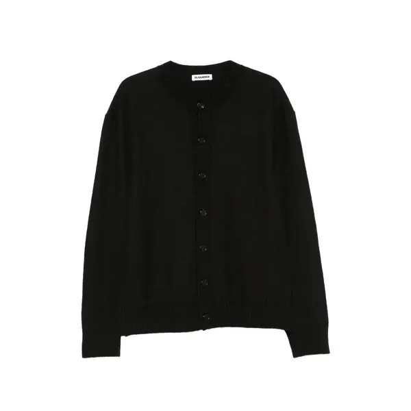 JIL SANDER Fine Knit Wool Cardigan - Black