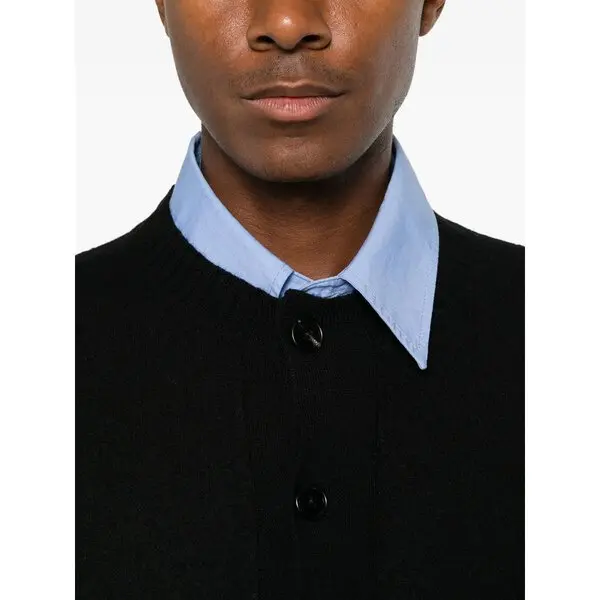 JIL SANDER Fine Knit Wool Cardigan - Black