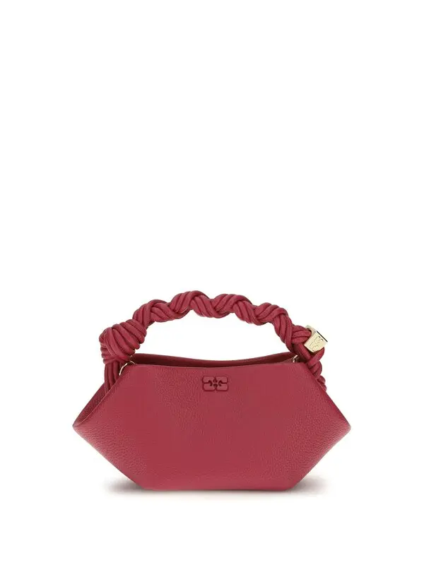 GANNI Bou Handbag In Grained Leather - Red