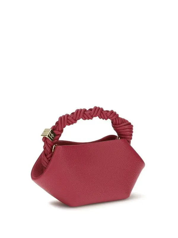 GANNI Bou Handbag In Grained Leather - Red