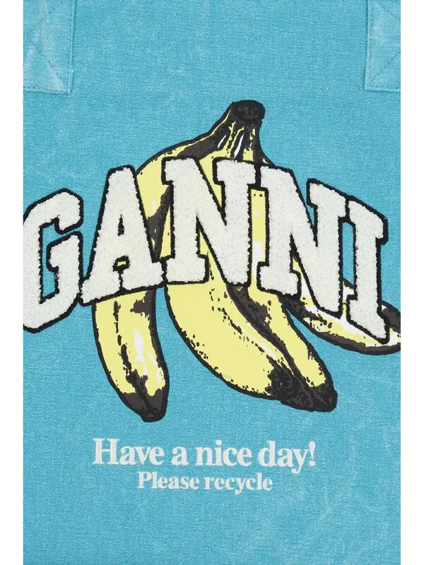 GANNI Medium Banana Print Tote Bag - Blue