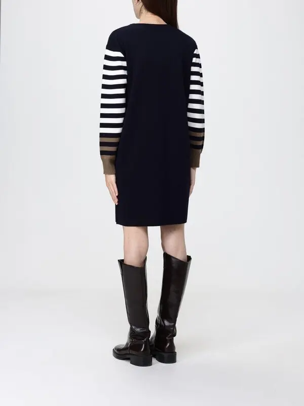 Max Mara Virgin Wool Striped Sleeve Dress