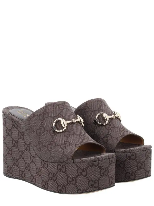 Gucci Fabric Wedge Sandal Gg