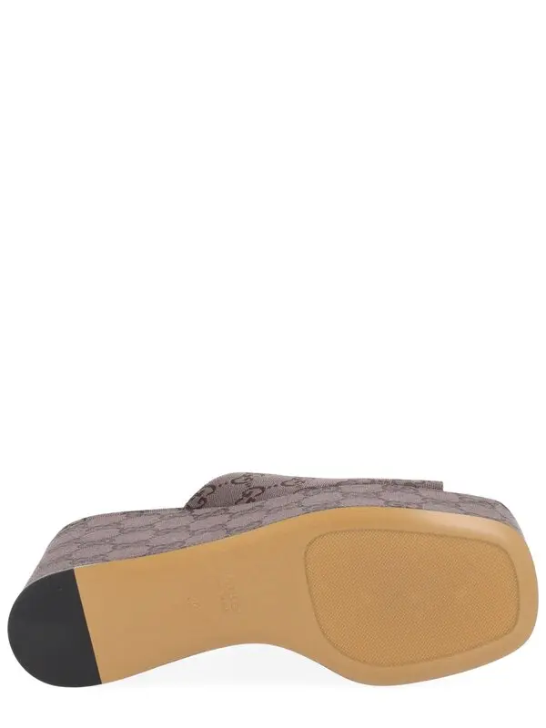 Gucci Fabric Wedge Sandal Gg