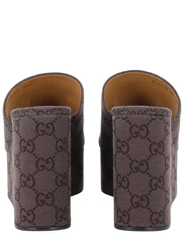 Gucci Fabric Gg Wedge Sandal