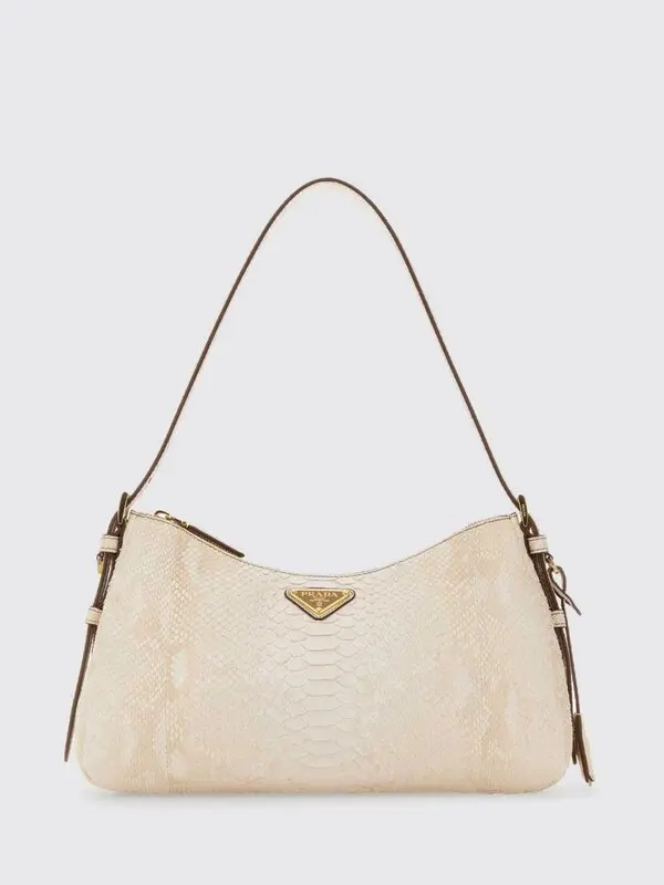 Prada Aimee Medium Python Leather Bag - Cream