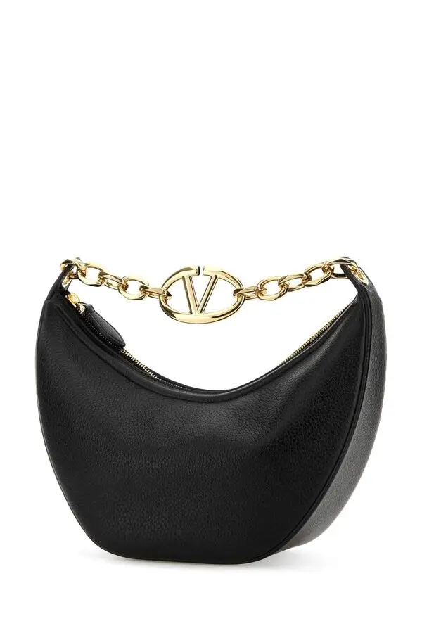 Valentino Garavani Leather Small Hobo Vlogo Moon Handbag - Black