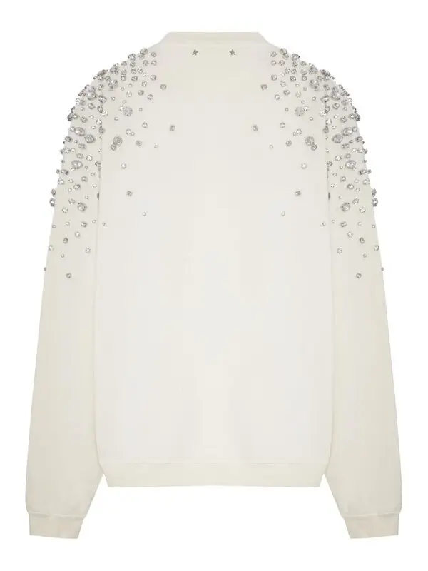GOLDEN GOOSE Crew-neck Sweatshirt With Jeweled Appliqués - Cream