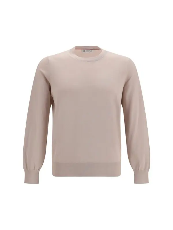 Brunello Cucinelli Sweater In Cotton - Cream