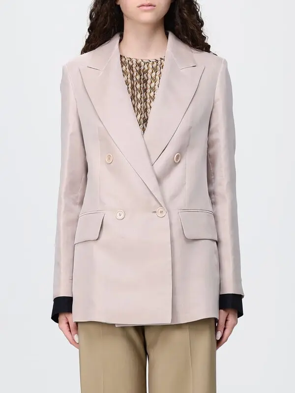 Max Mara Elegant Double-breasted Silk Blazer With Lapels And Flap Pockets