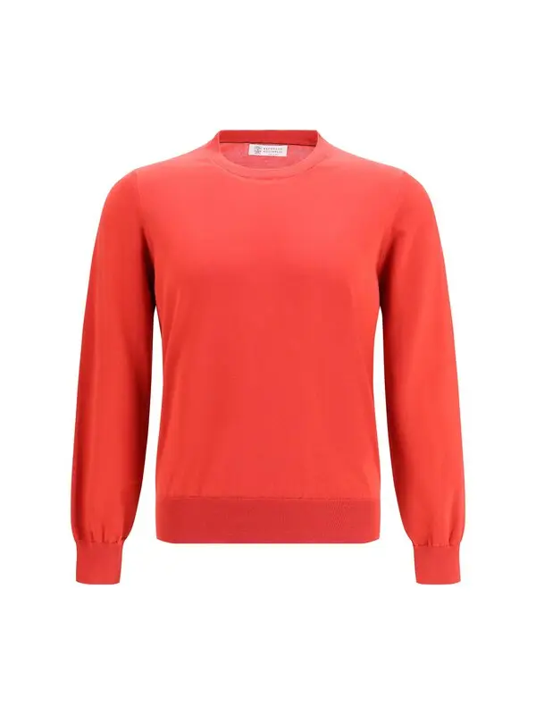 Brunello Cucinelli Sweater In Cotton - Red