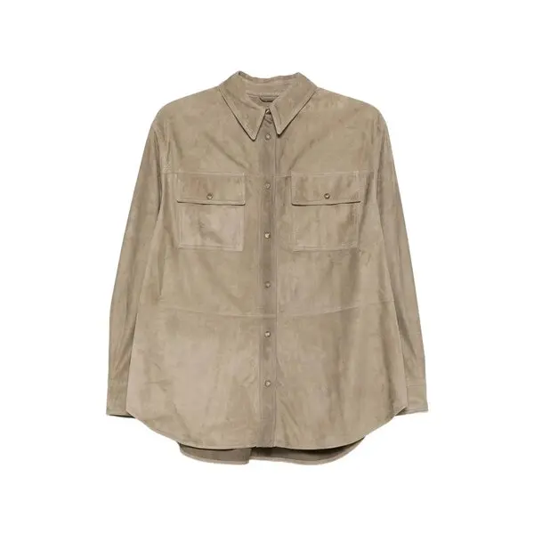 Brunello Cucinelli Calf Suede Shirt - Cream