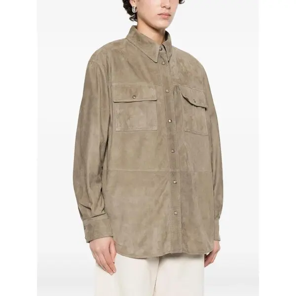 Brunello Cucinelli Calf Suede Shirt - Cream