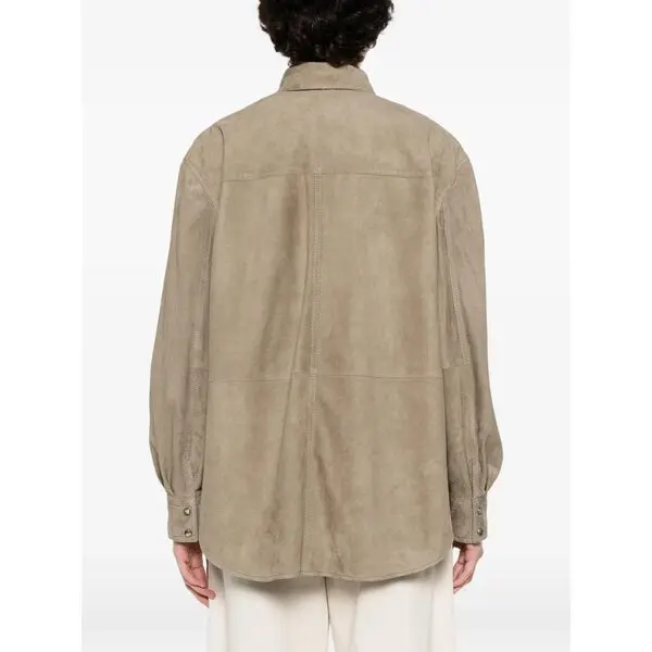Brunello Cucinelli Calf Suede Shirt - Cream