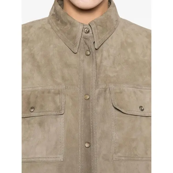 Brunello Cucinelli Calf Suede Shirt - Cream