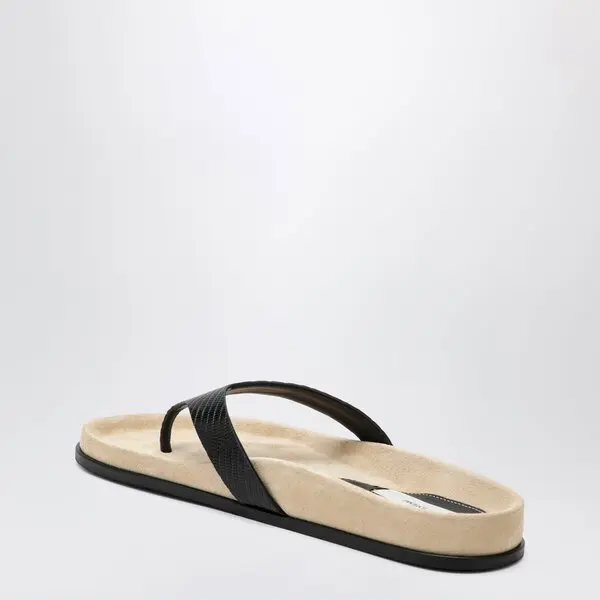 TOTEME Beige/ Lizard-effect Leather Flip-flops