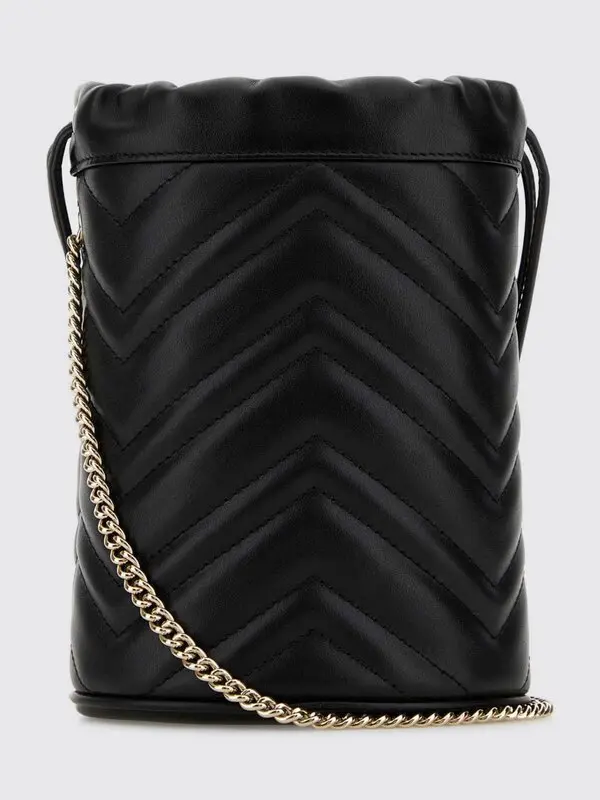 Gucci Gg Marmont Chevron Quilted Nappa Leather Bucket Bag - Black