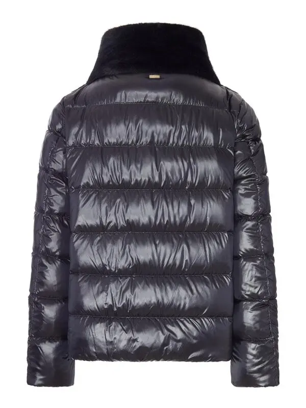 Herno Faux Fur Panel Puffer Jacket - Black