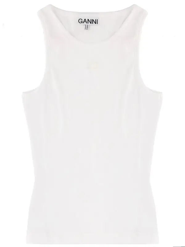 GANNI Tops With Logo - White