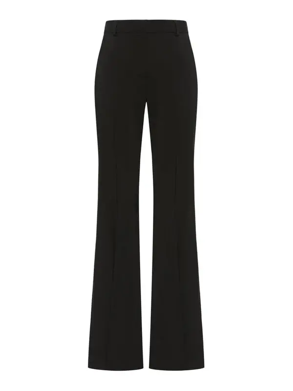 Sportmax Flared Trousers In Pure Natural Stretch Wool - Black