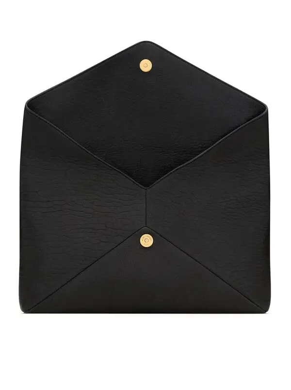 Saint Laurent Cassandre Large Lambskin Envelope Pouch - Black