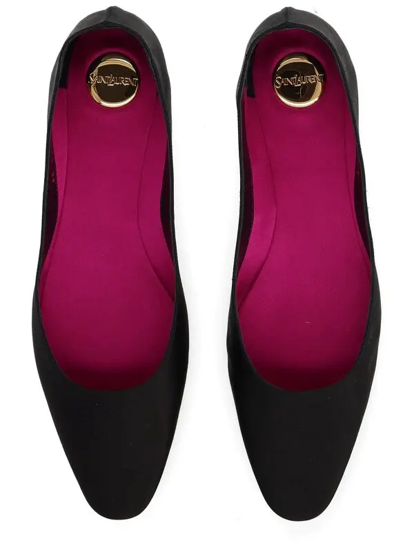 Saint Laurent Crepe Satin Ballerina Lou - Black