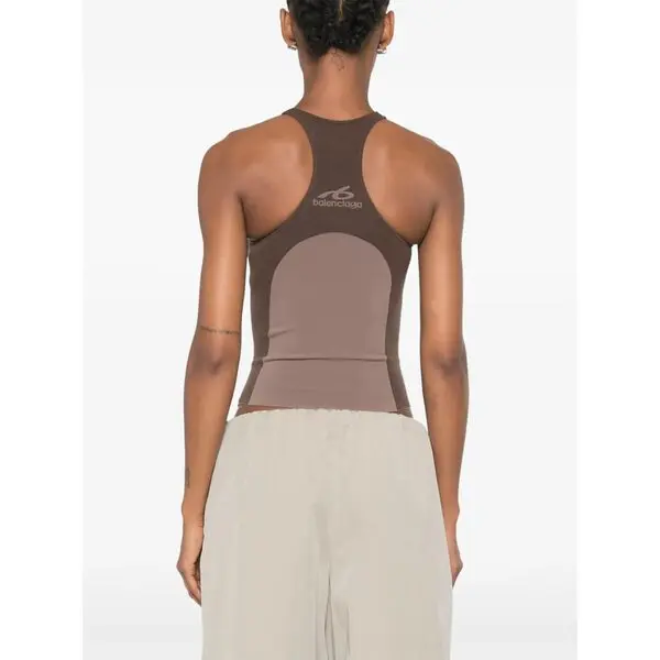 Balenciaga Stretch Paneled Logo Tank Top - Brown