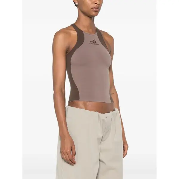 Balenciaga Stretch Paneled Logo Tank Top - Brown
