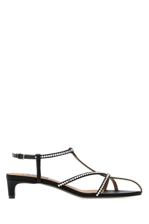 JIL SANDER Satin Cage Sandals - Black