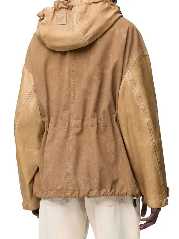 Loewe Short Parka In Lambskin And Cotton