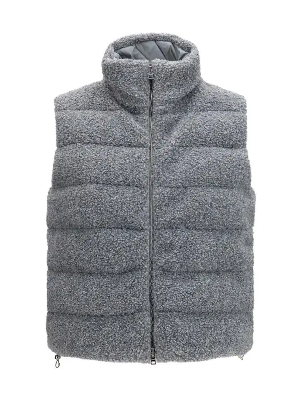 Herno Shearling Paneled Padded Vest - Gray