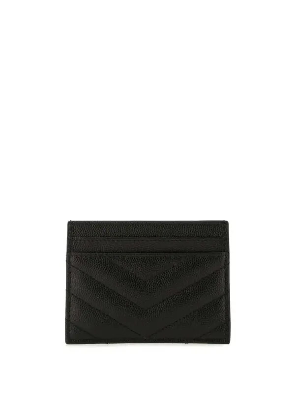 Saint Laurent Cassandre Matelassé Card Case In Grain De Poudre Leather - Black