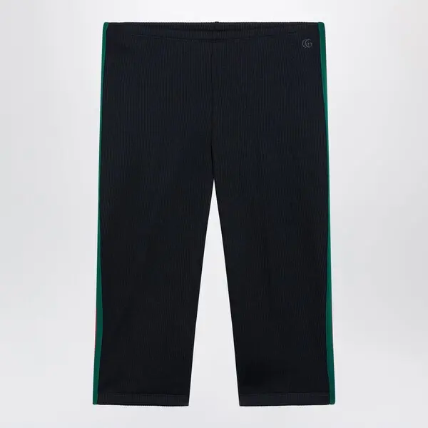 Gucci Ribbed Cotton Jersey Pants With Web Japan - Blue