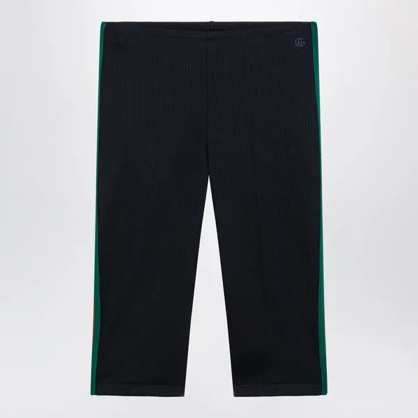 Gucci Ribbed Cotton Jersey Pants With Web Detail - Blue