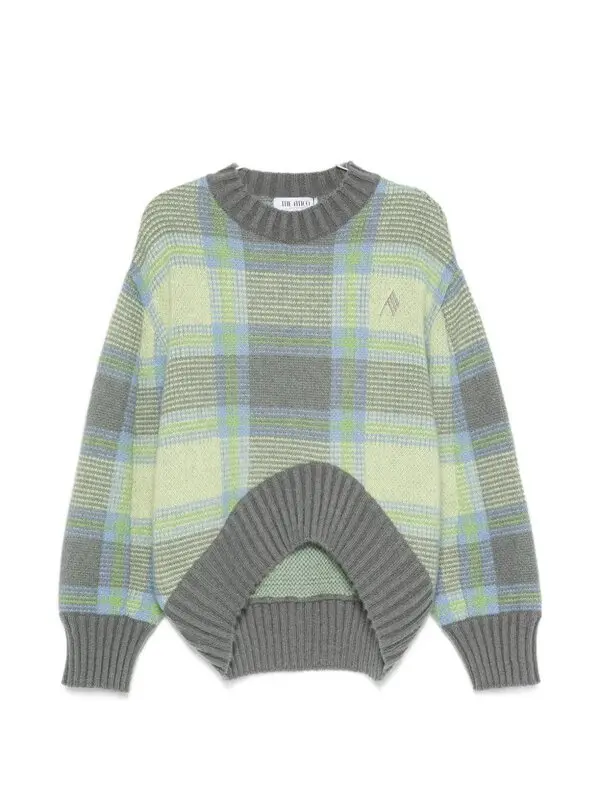 Attico Checked Wool Crewneck Sweater