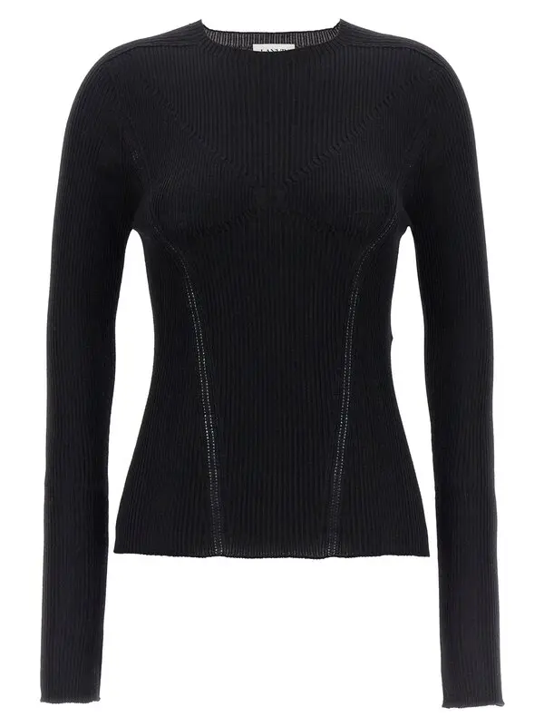 LANVIN Cashmere Blend Ribbed Pullover - Black