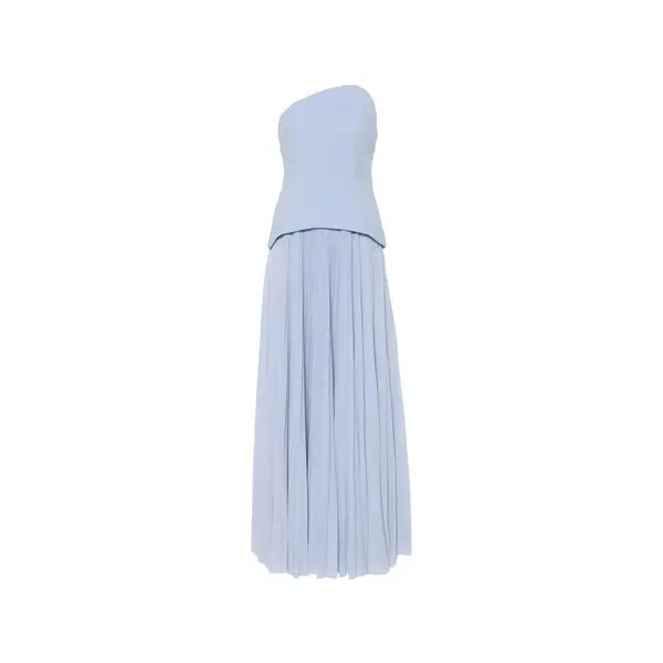 Solace London Pleated Peplum Evening Dress - Blue