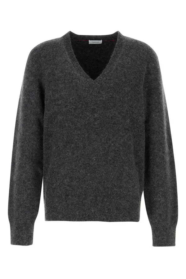 FERRAGAMO Charcoal Stretch Alpaca Blend Sweater
