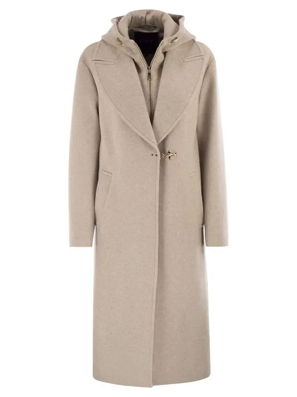 FAY Double Front Wool Jersey Coat - Multicolor