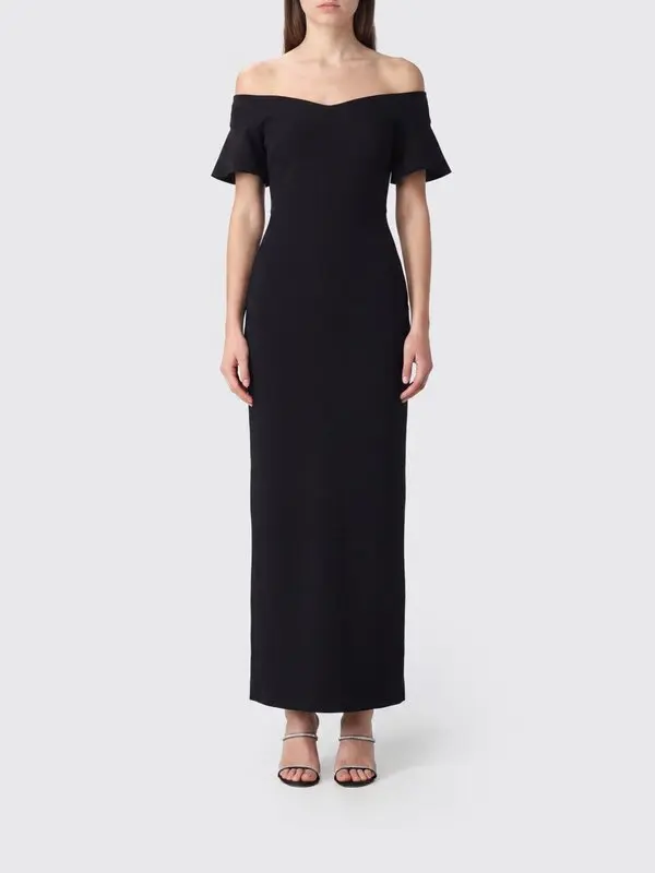 Solace London Off-the-shoulder Ruffle Midi Dress - Black